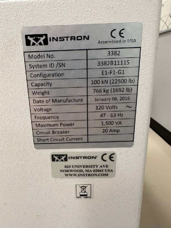 100kN Instron Model 3382 Universal Testing Machine | Frank Bacon